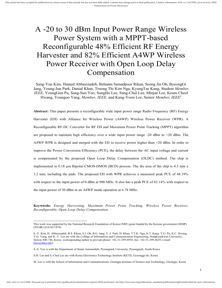 RF Energy Harvesting with Wireless Power Receiver