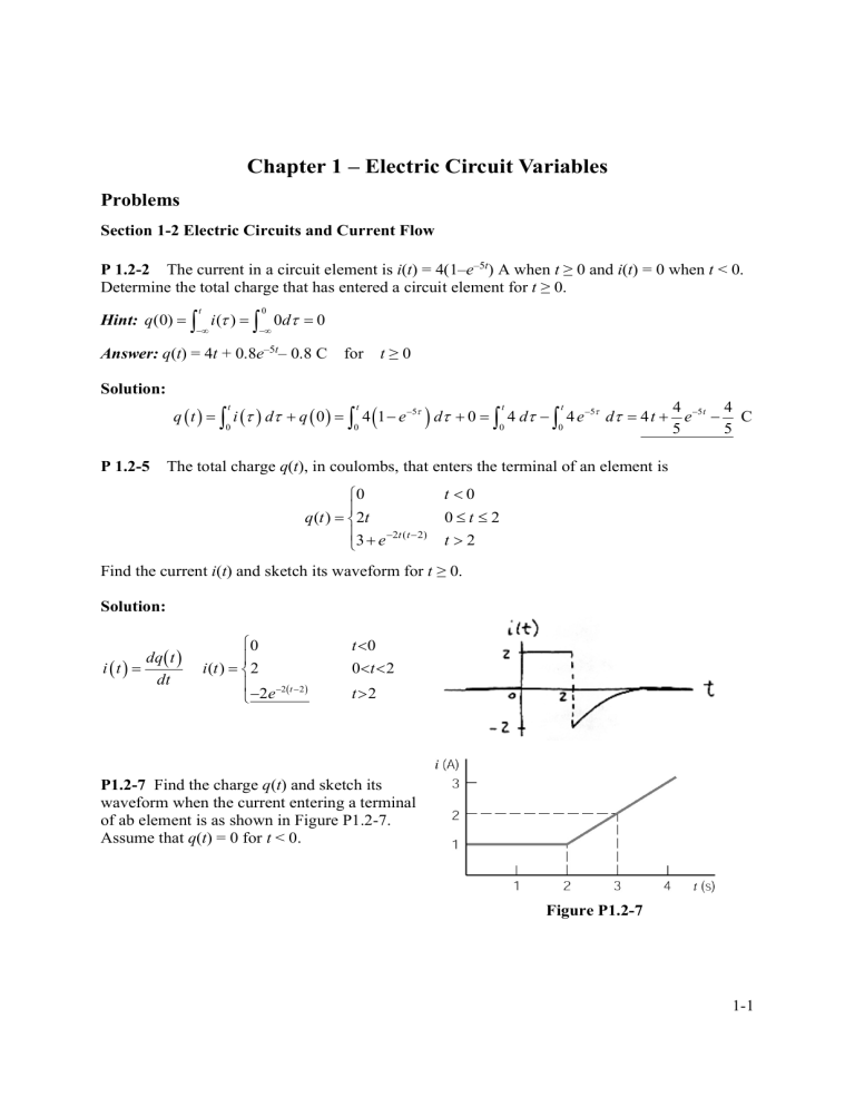 Electric Circuit Variables: Solved Problems