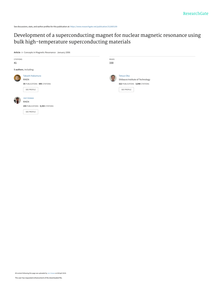 HTS Superconducting Magnet for NMR: Development & Application