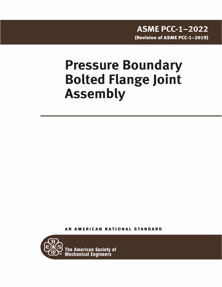 Bolted Flange Joint Assembly Standard | ASME PCC-1-2022