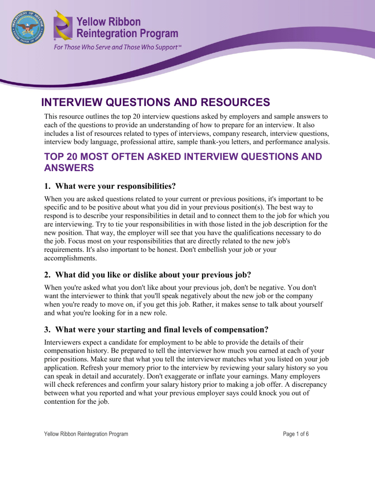 Top 20 Interview Questions & Answers: A Preparation Guide
