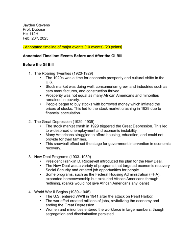 GI Bill: Annotated Timeline of Major Events