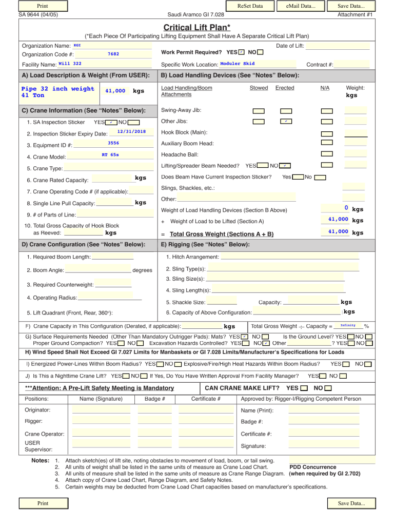 Critical Lift Plan Checklist | Crane Safety