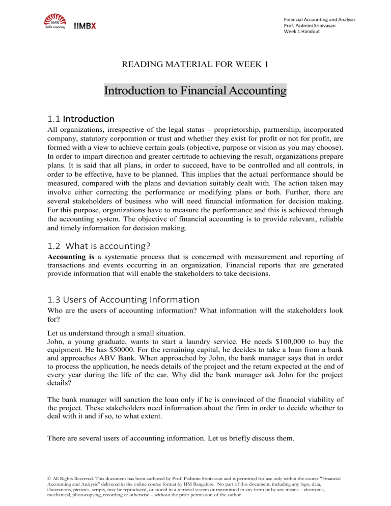 Financial Accounting Introduction: Key Concepts