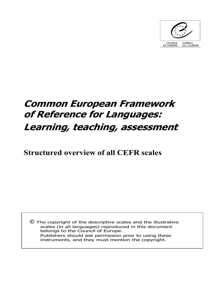 Common European Framework of Reference for Languages: CEFR Scales