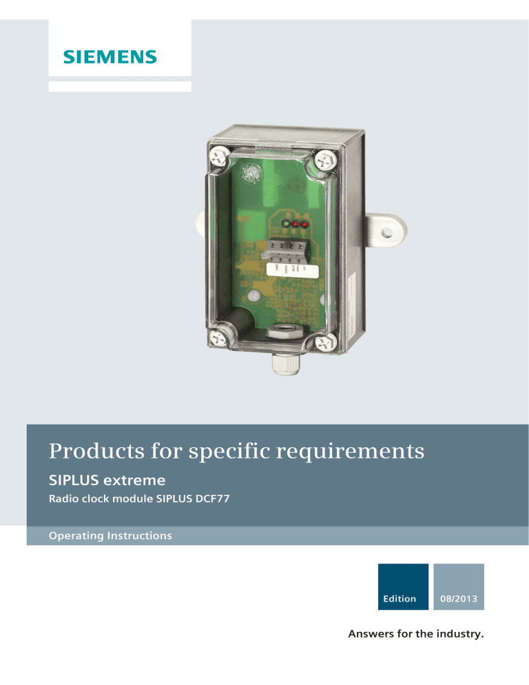 SIPLUS DCF77 Radio Clock Module Operating Instructions