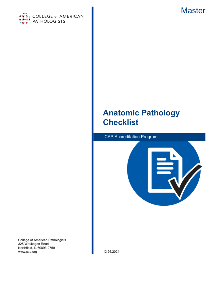 Anatomic Pathology Checklist - CAP Accreditation