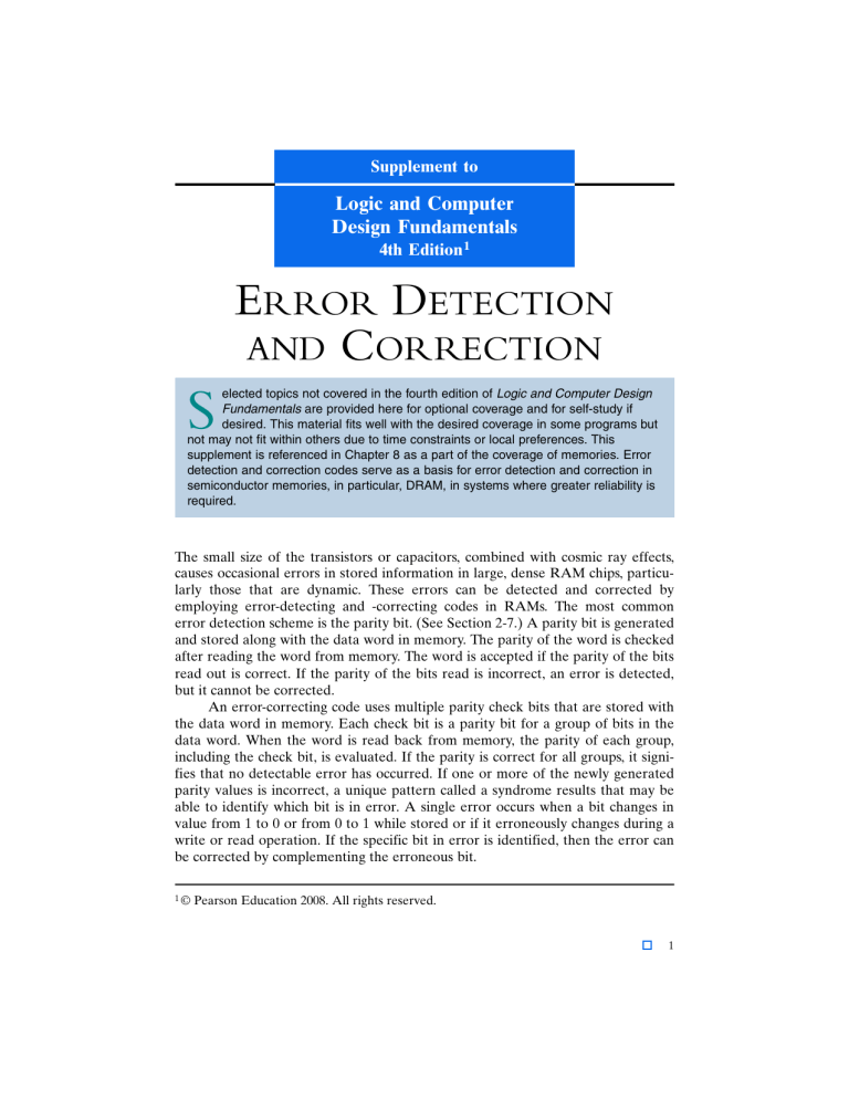 Error Detection And Correction Hamming Codes Supplement