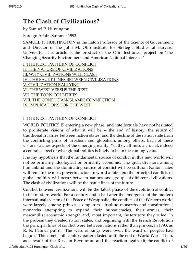 Clash of Civilizations: Huntington's Theory & Global Conflict