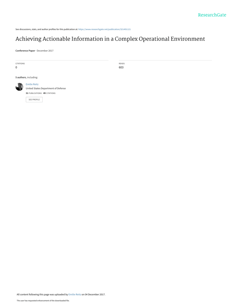 Actionable Information in Complex Operational Environments