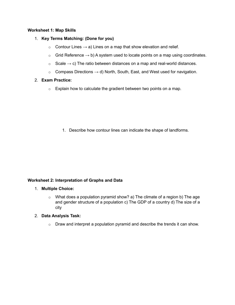 Geography Worksheets: Map Skills & Data Interpretation