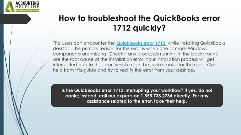 QuickBooks Error 1712: Troubleshooting Guide