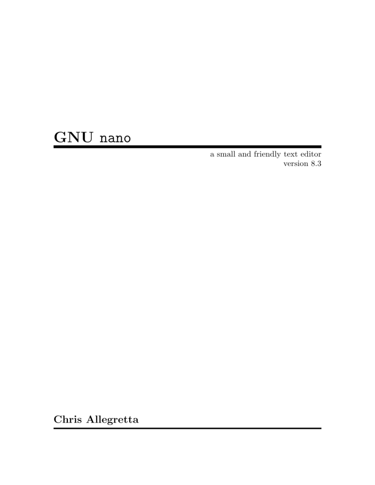 GNU nano Text Editor Manual