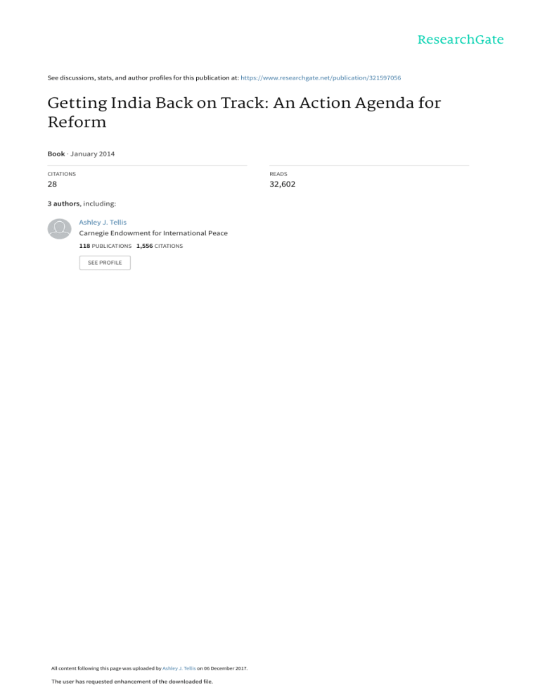 Getting India Back on Track: India Economic Reform Agenda