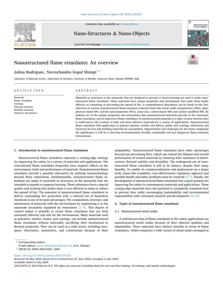 Nanostructured Flame Retardants: An Overview