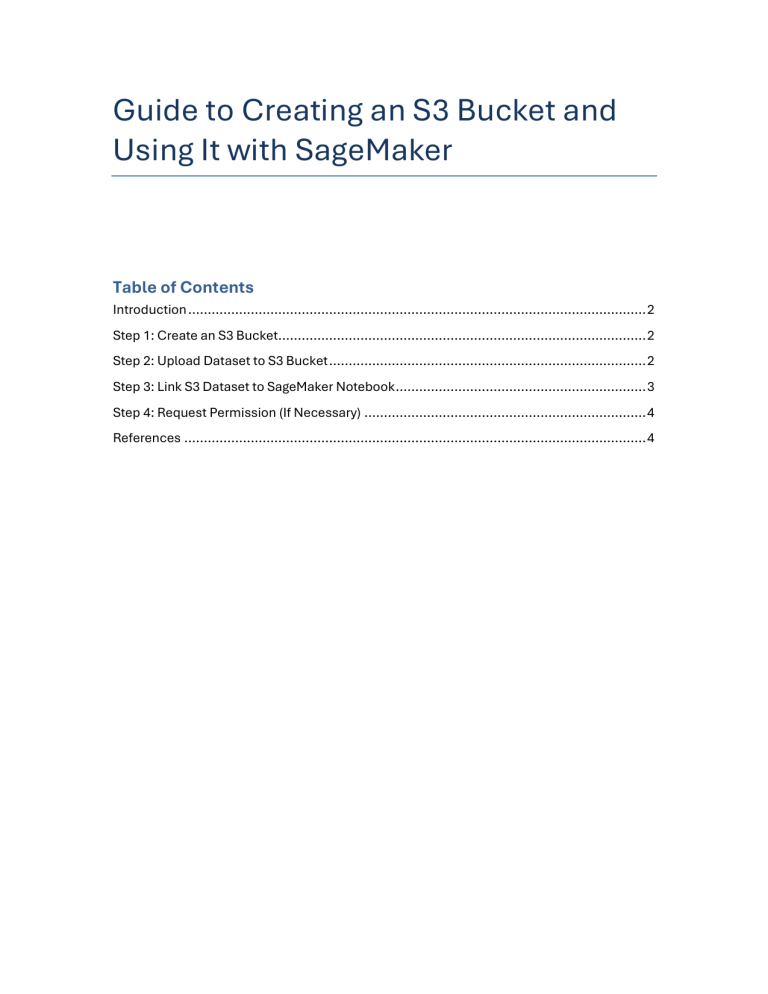 S3 Bucket & SageMaker Guide: Create, Upload, Link