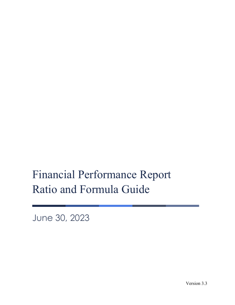 Financial Performance Report Ratio Guide