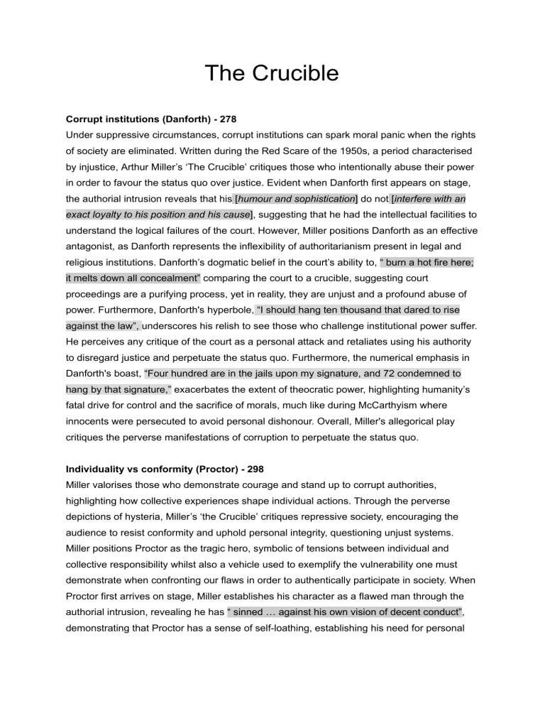 The Crucible & Tempest: Themes Analysis