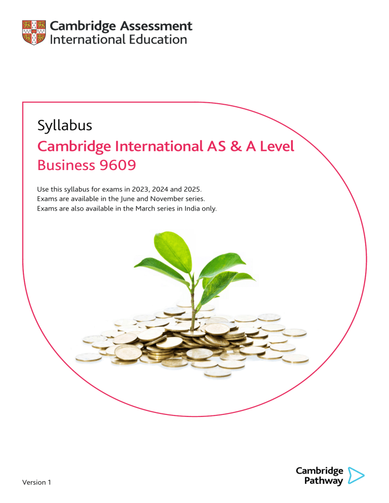 Cambridge AS & A Level Business 9609 Syllabus
