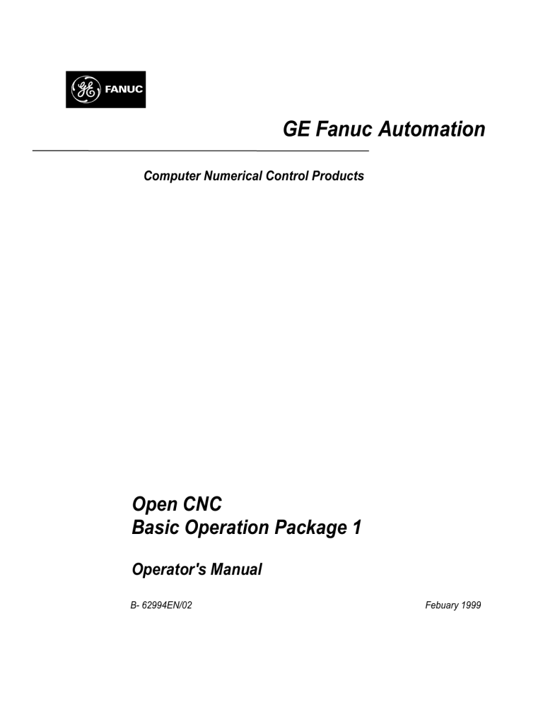 Open CNC Basic Operation Package 1 Operator's Manual