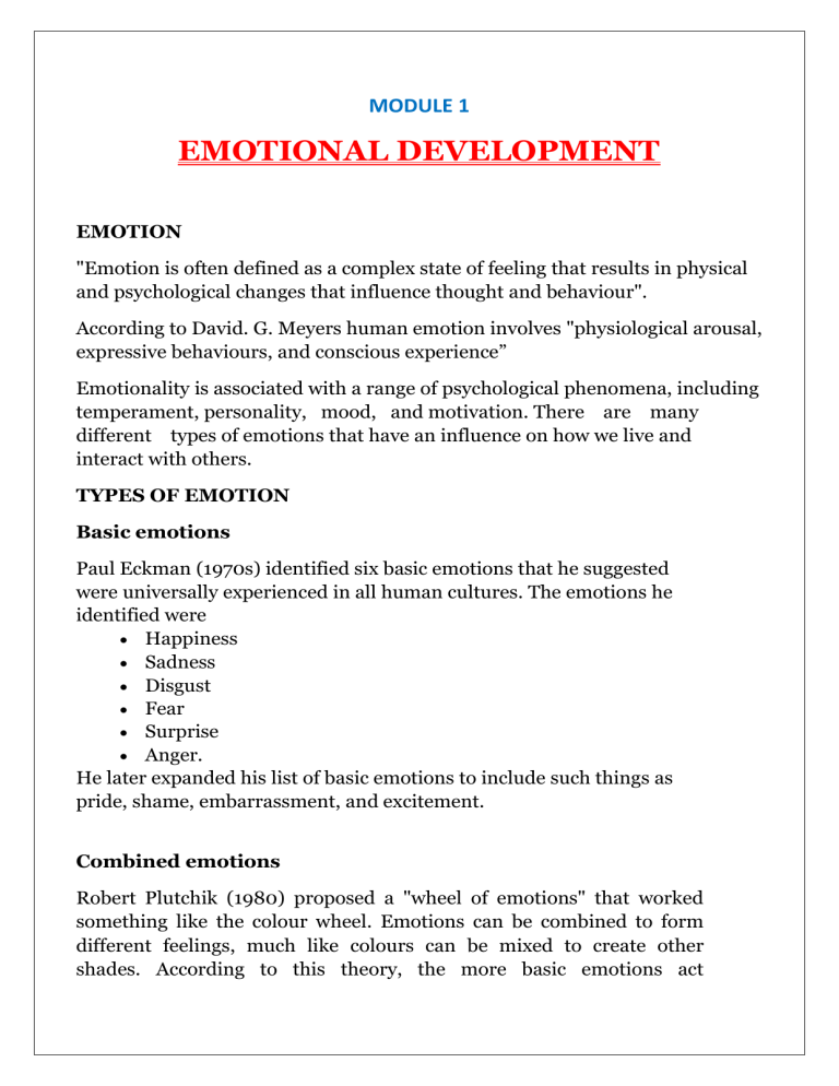 Emotional Development: Theories & Stages