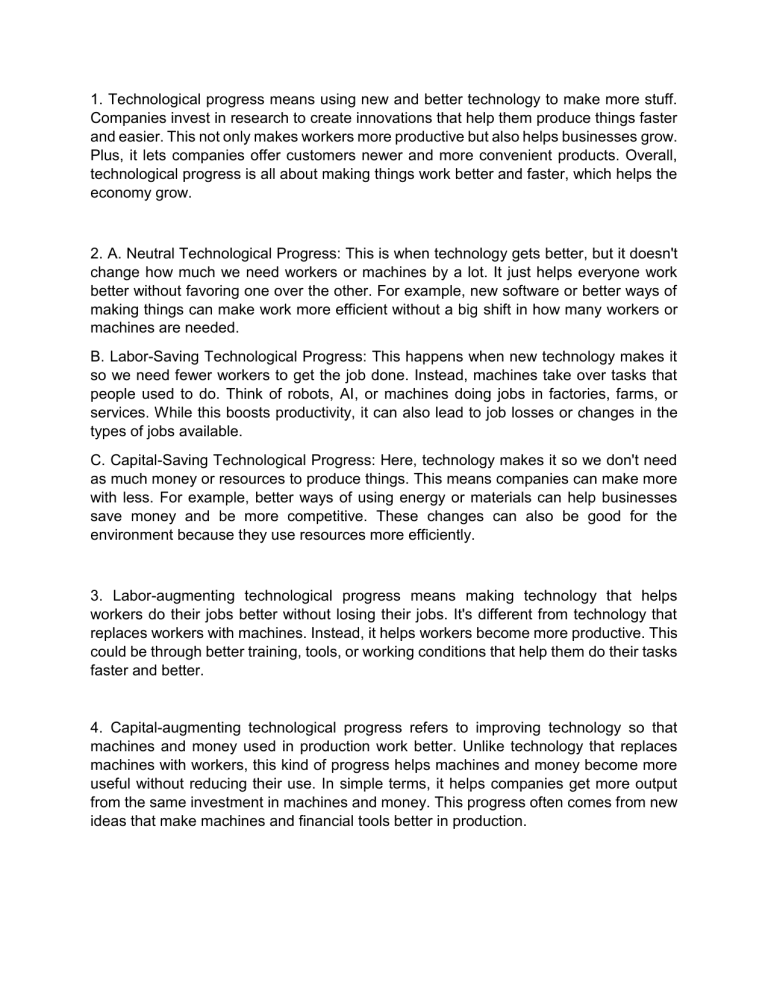 Technological Progress: Types & Impact on Economy