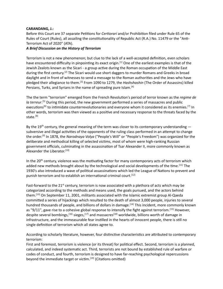 Anti-Terrorism Act of 2020: History & Constitutionality