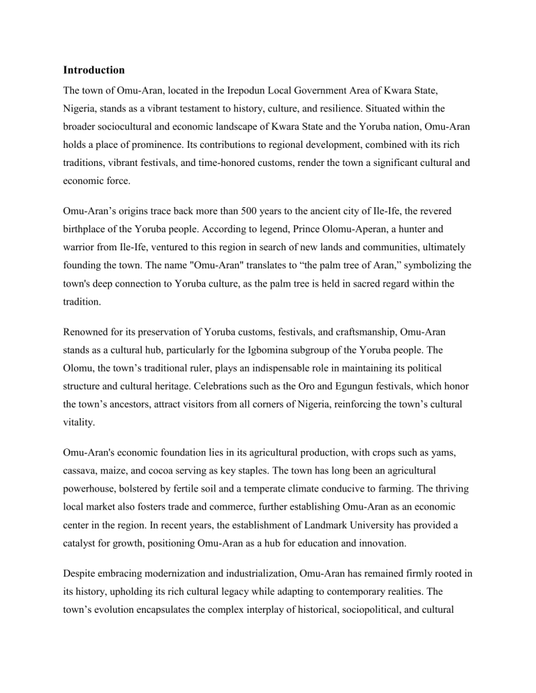 Omu-Aran: History, Culture & Development in Kwara State, Nigeria