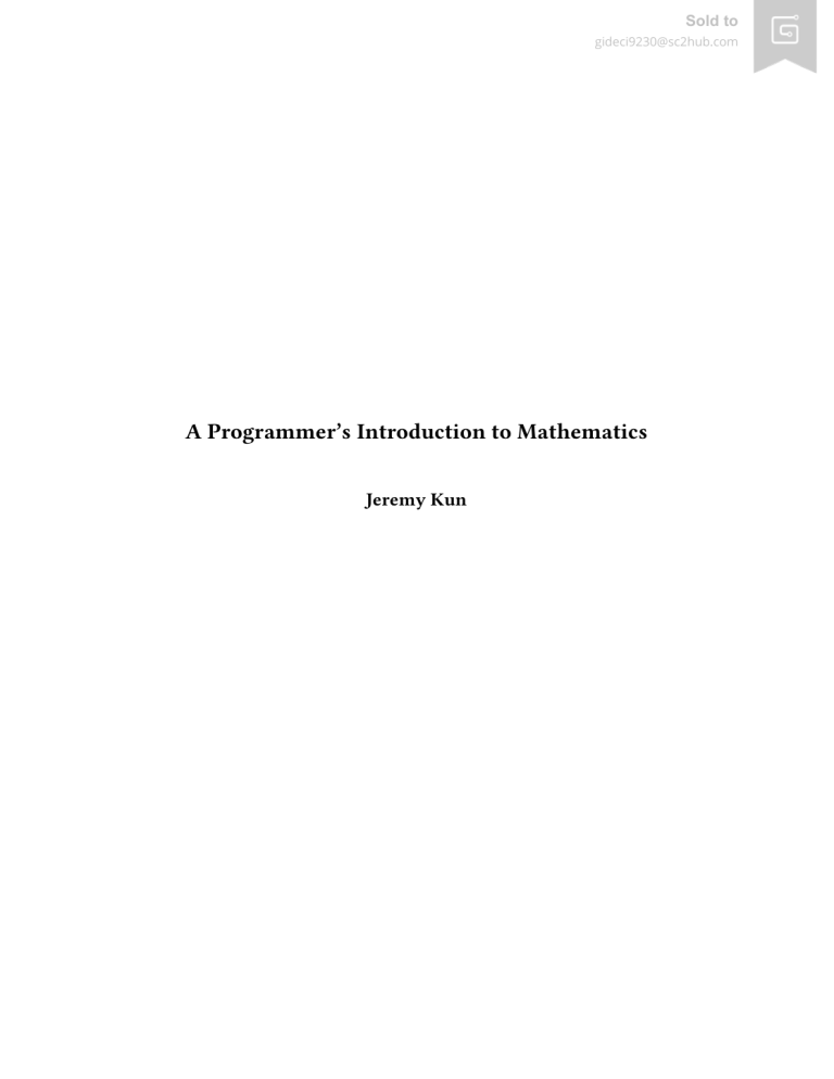 A Programmer's Introduction to Mathematics