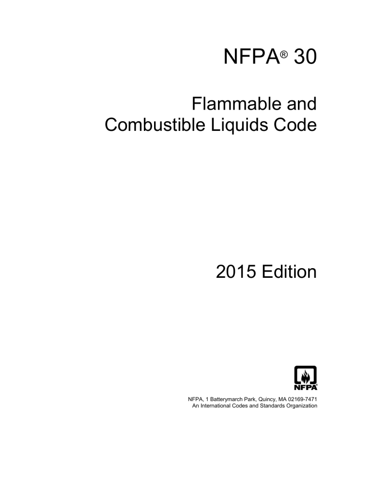 NFPA 30: Flammable & Combustible Liquids Code, 2015 Edition