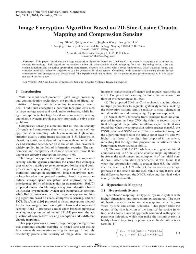 Image Encryption with 2D-Sine-Cosine Chaotic Mapping