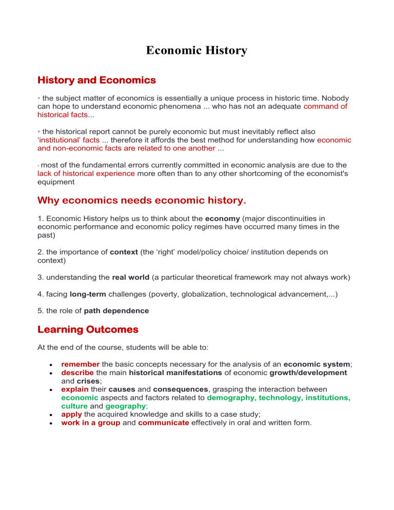 Economic History: Course Overview & Key Concepts
