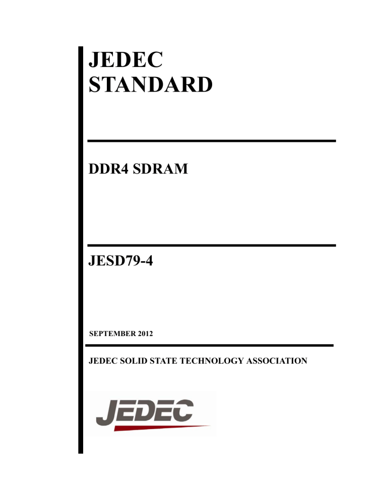DDR4 SDRAM Standard JESD79-4: Specifications & Operations