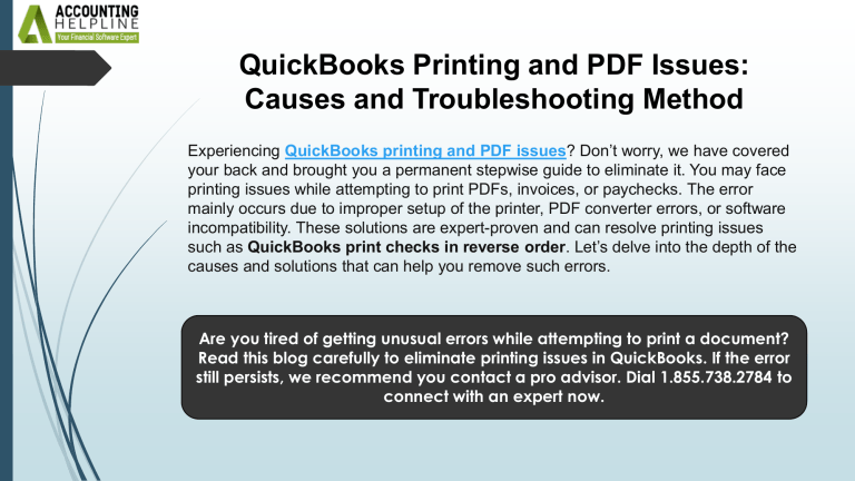 QuickBooks Printing & PDF Issues: Troubleshooting Guide