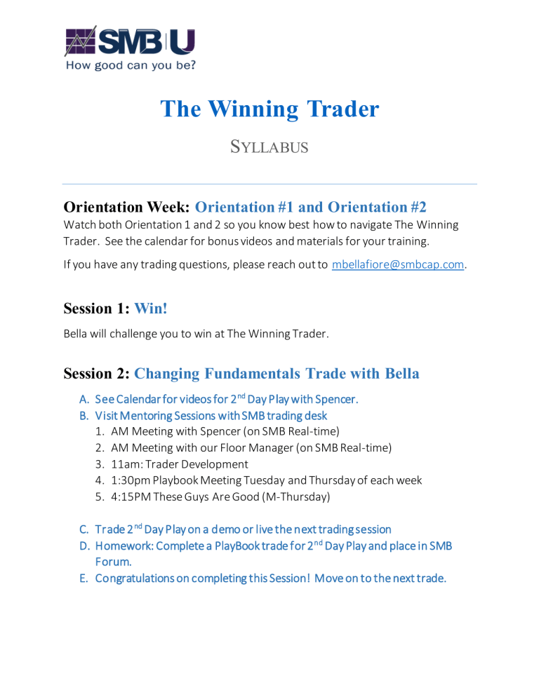 The Winning Trader Syllabus: Trading Strategies & Mentoring