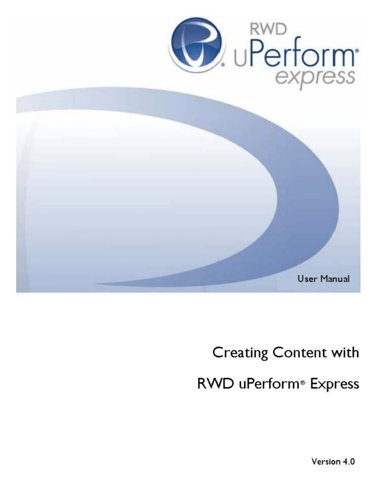 RWD uPerform Express 4.0 User Manual