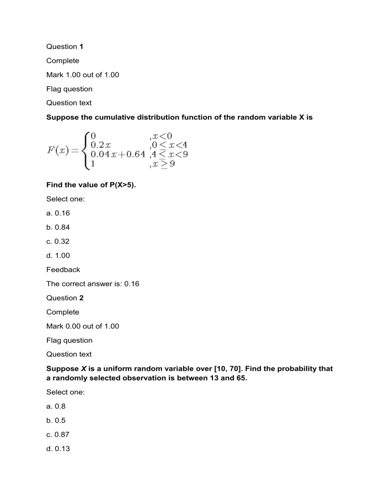 Statistics Exam: Distributions, Data Analysis, and Probability