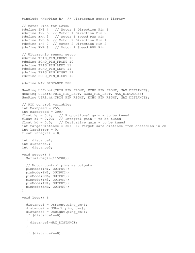 Arduino Obstacle Avoidance Robot Code