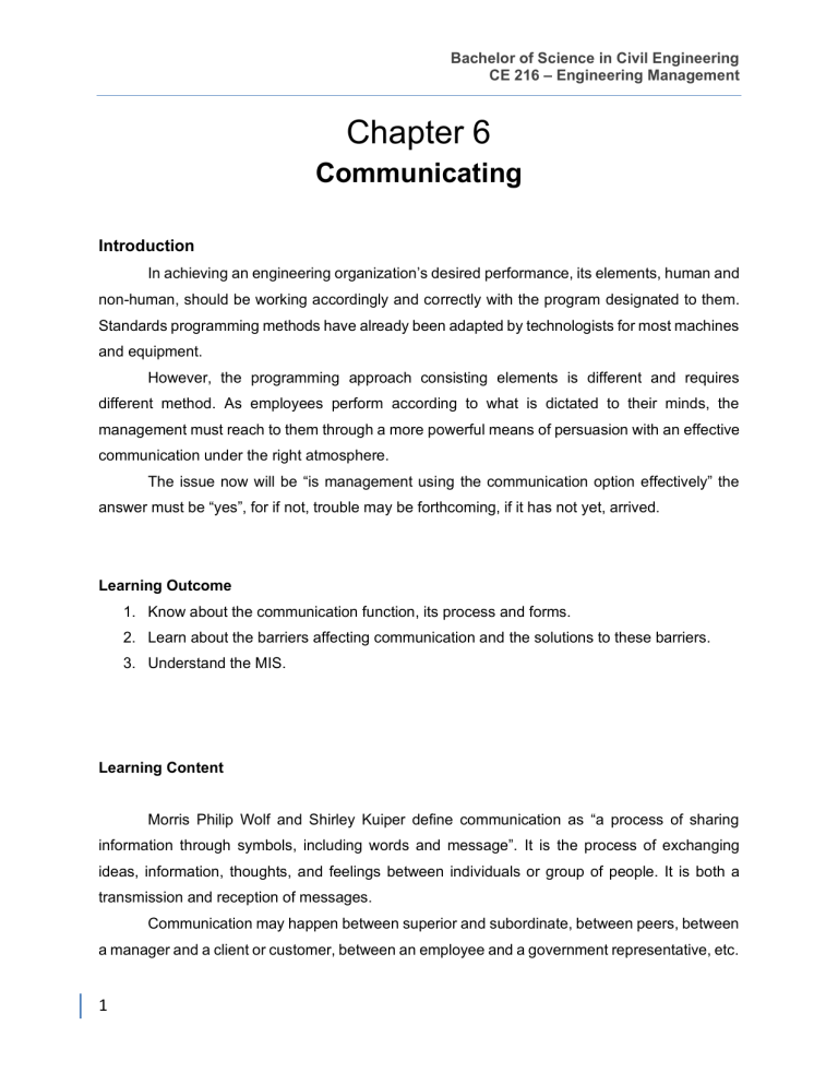 Engineering Management: Communication in Civil Engineering