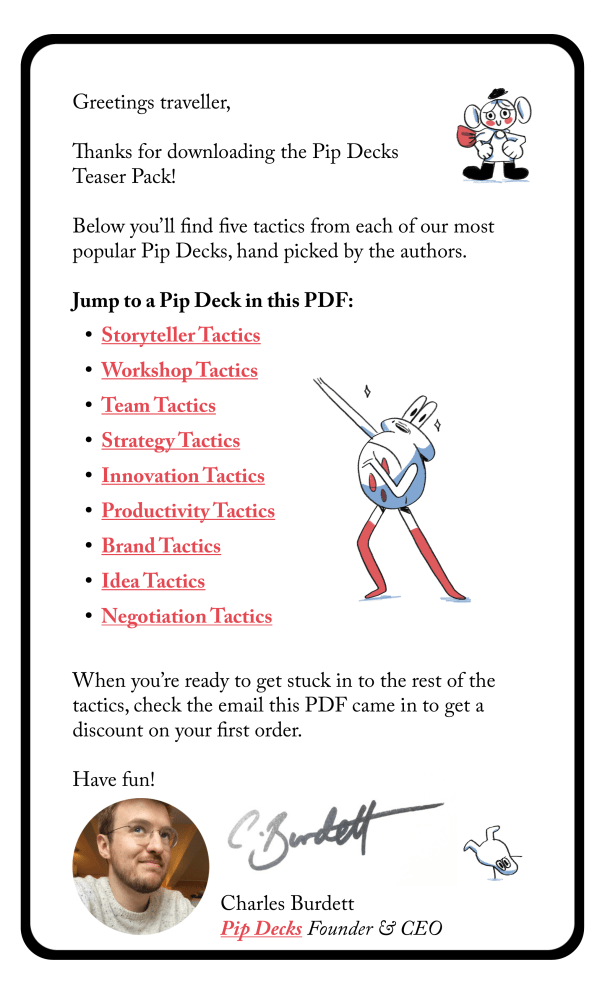 Pip Decks Teaser Pack: Storytelling, Strategy & More