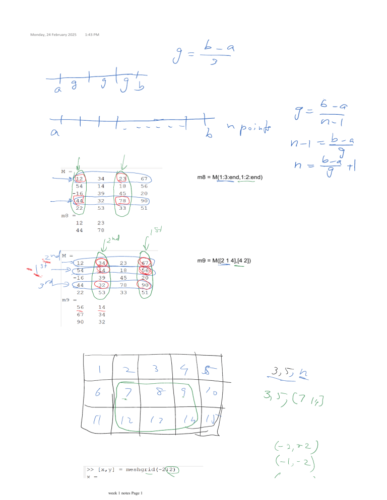 Matrix Operations & Meshgrid Notes