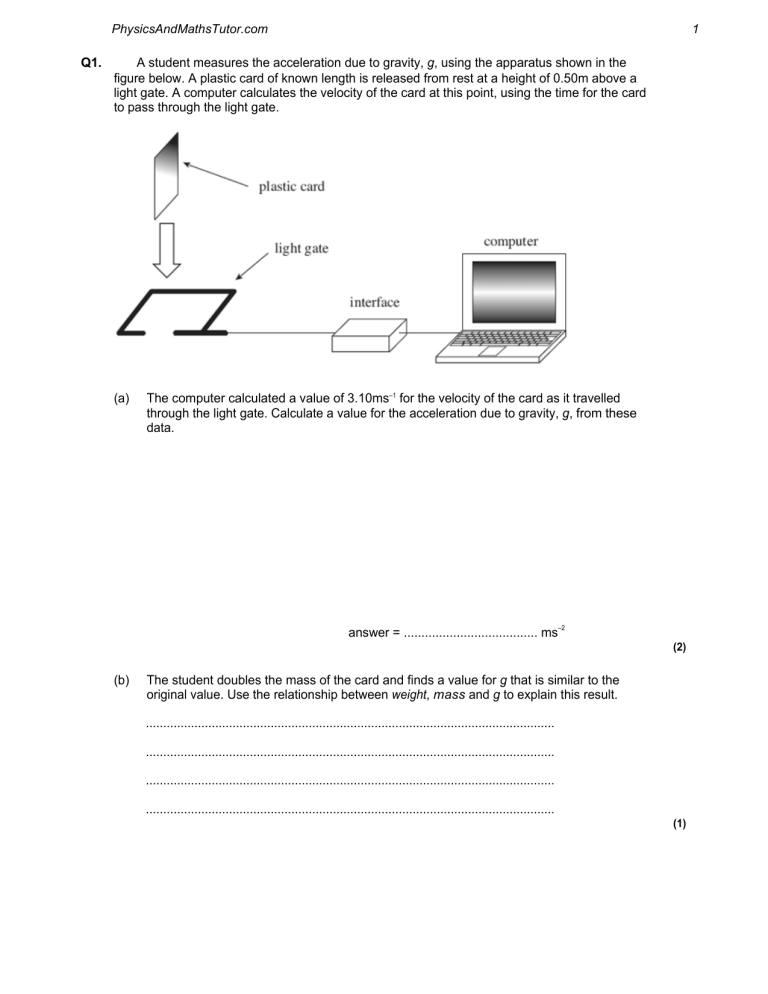 Physics Exam Questions: Kinematics & Mechanics