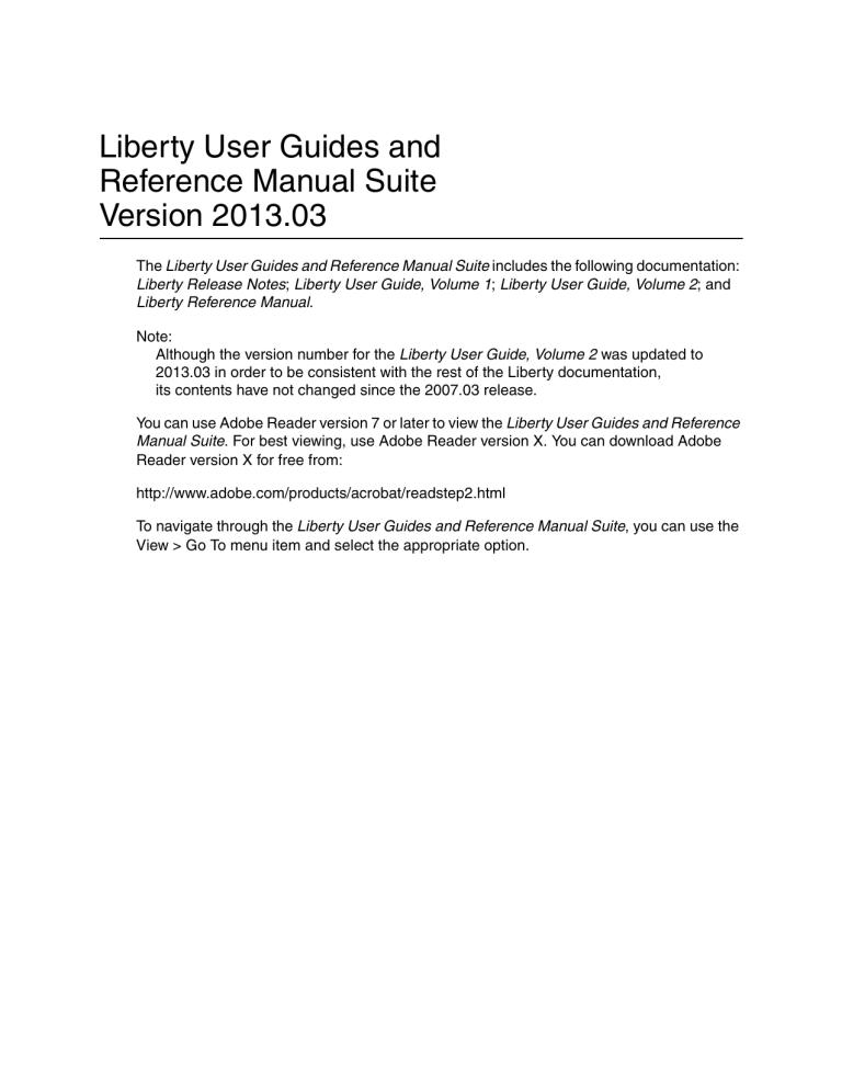 Liberty User Guide & Reference Manual Suite 2013.03