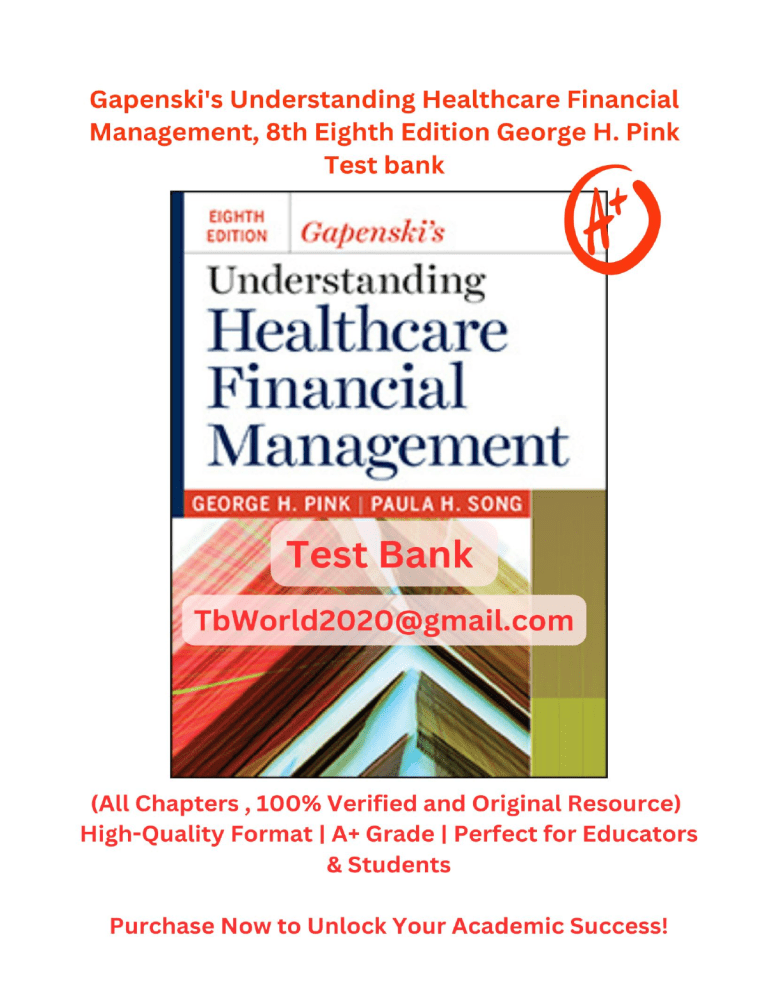 Healthcare Financial Management Test Bank