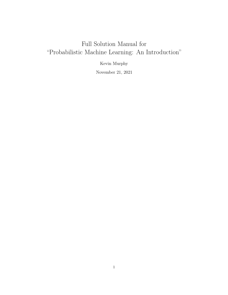 Probabilistic Machine Learning Solutions Manual