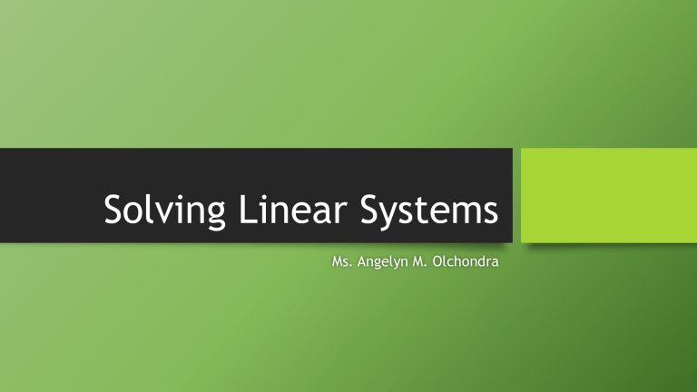 Solving Linear Systems: Definitions & Classifications