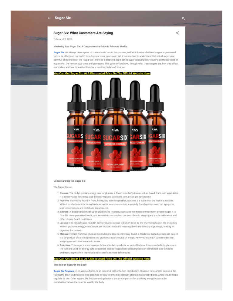 Mastering Your Sugar Six: A Comprehensive Guide