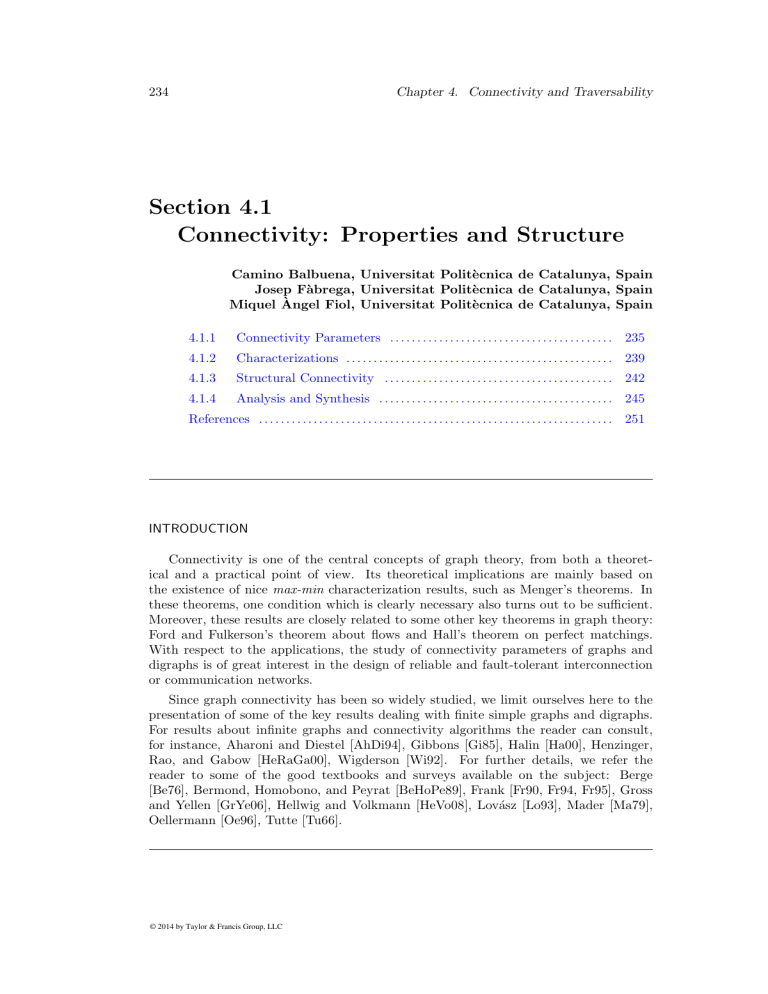 Graph Connectivity: Properties and Structure