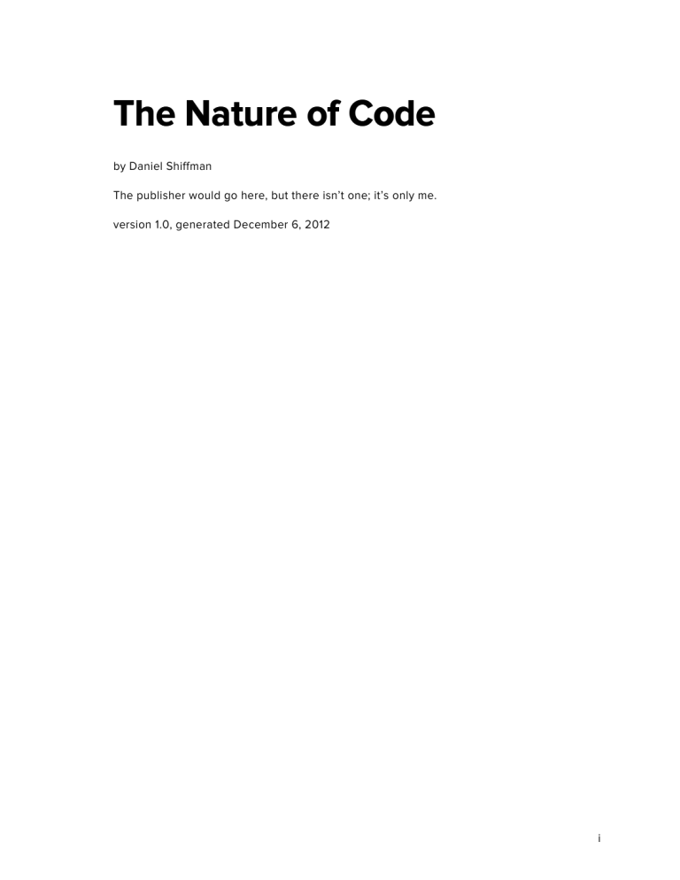 The Nature of Code: Simulation & Programming