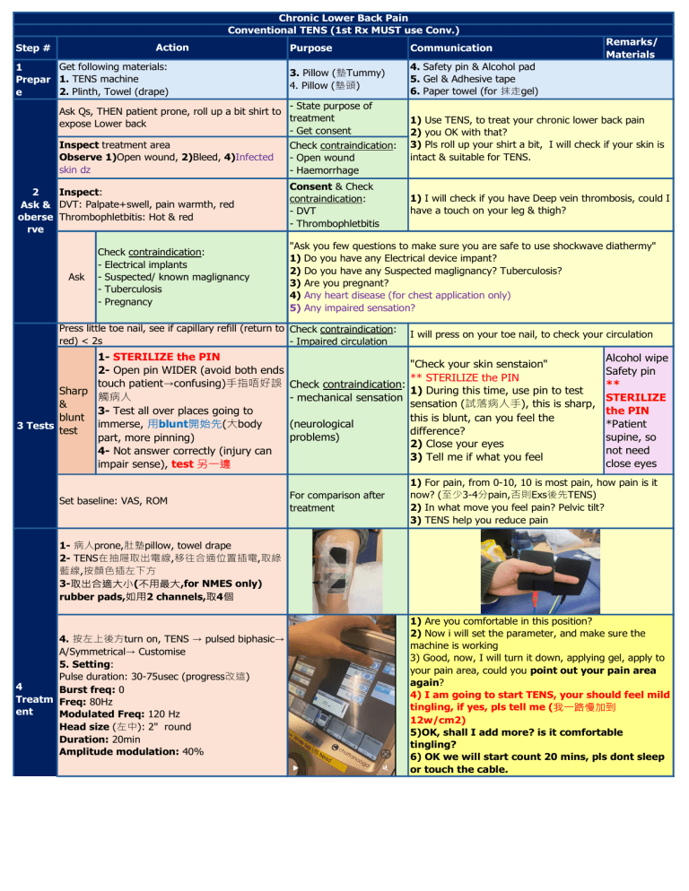 TENS Protocol for Chronic Lower Back Pain